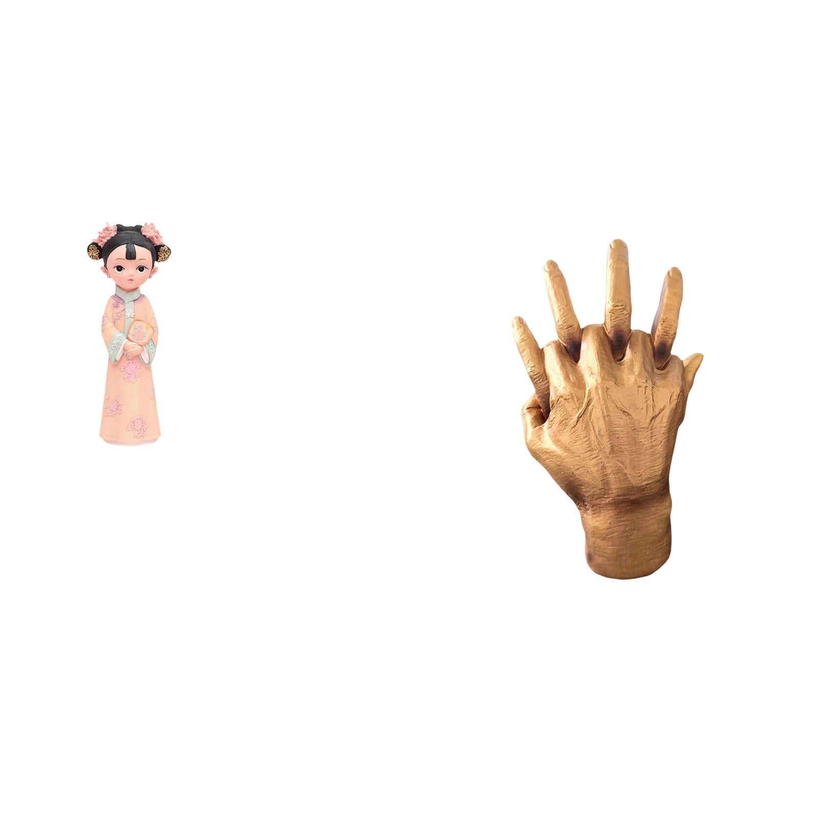 2 Pieces Traditional Chinese Ancient Girl Resin Statue Hand Sculpture ...