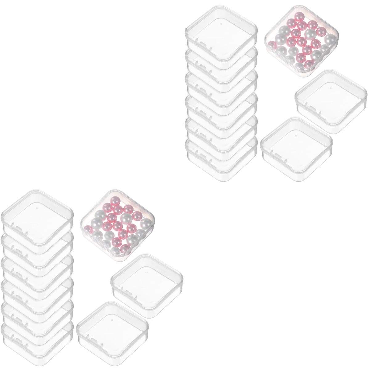2 Pieces Transparent Storage Box Case Mini Earbuds Crate Travel ...