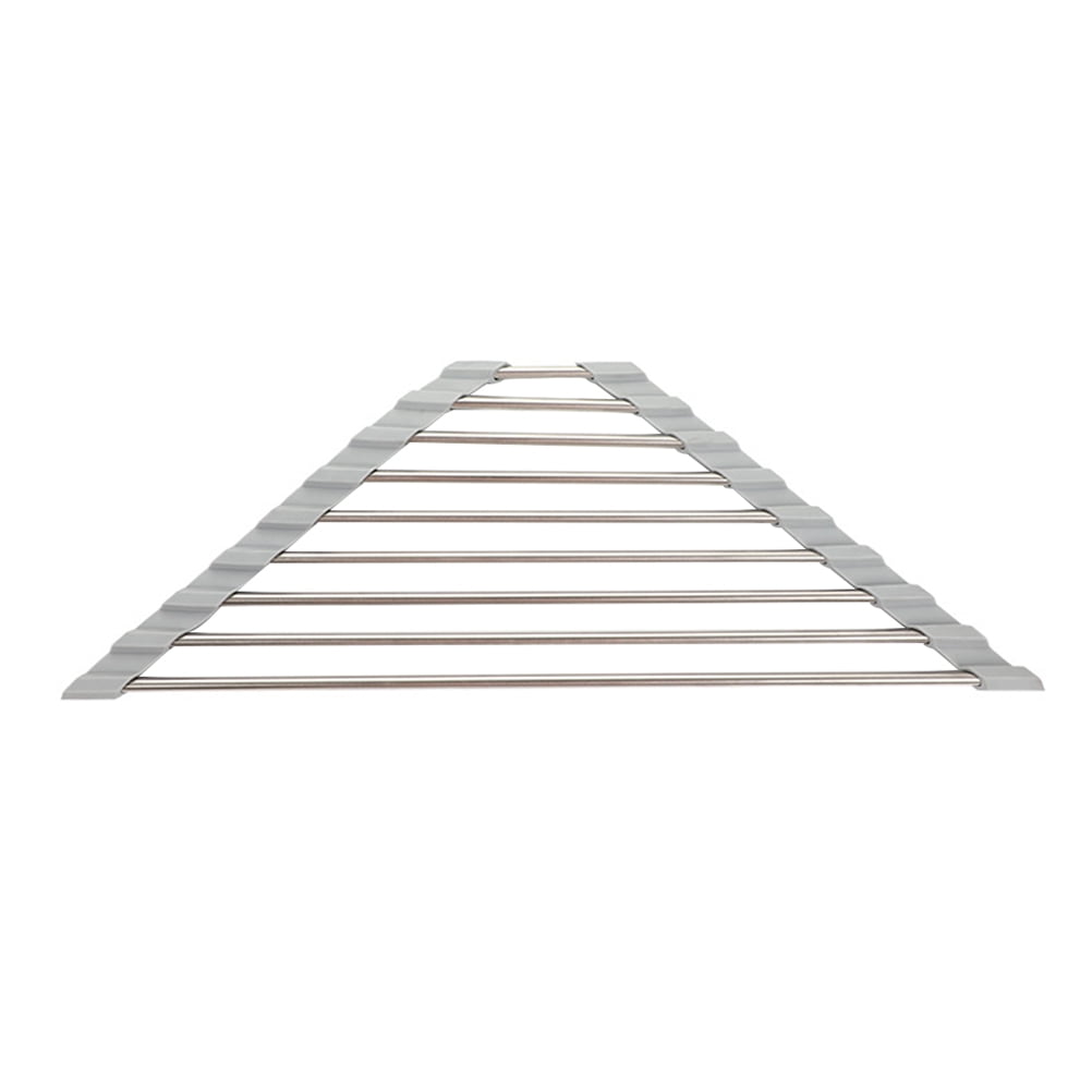 2 Pieces Triangle Drain Rack Foldable Clothes Drying Sink Sponge Holder ...