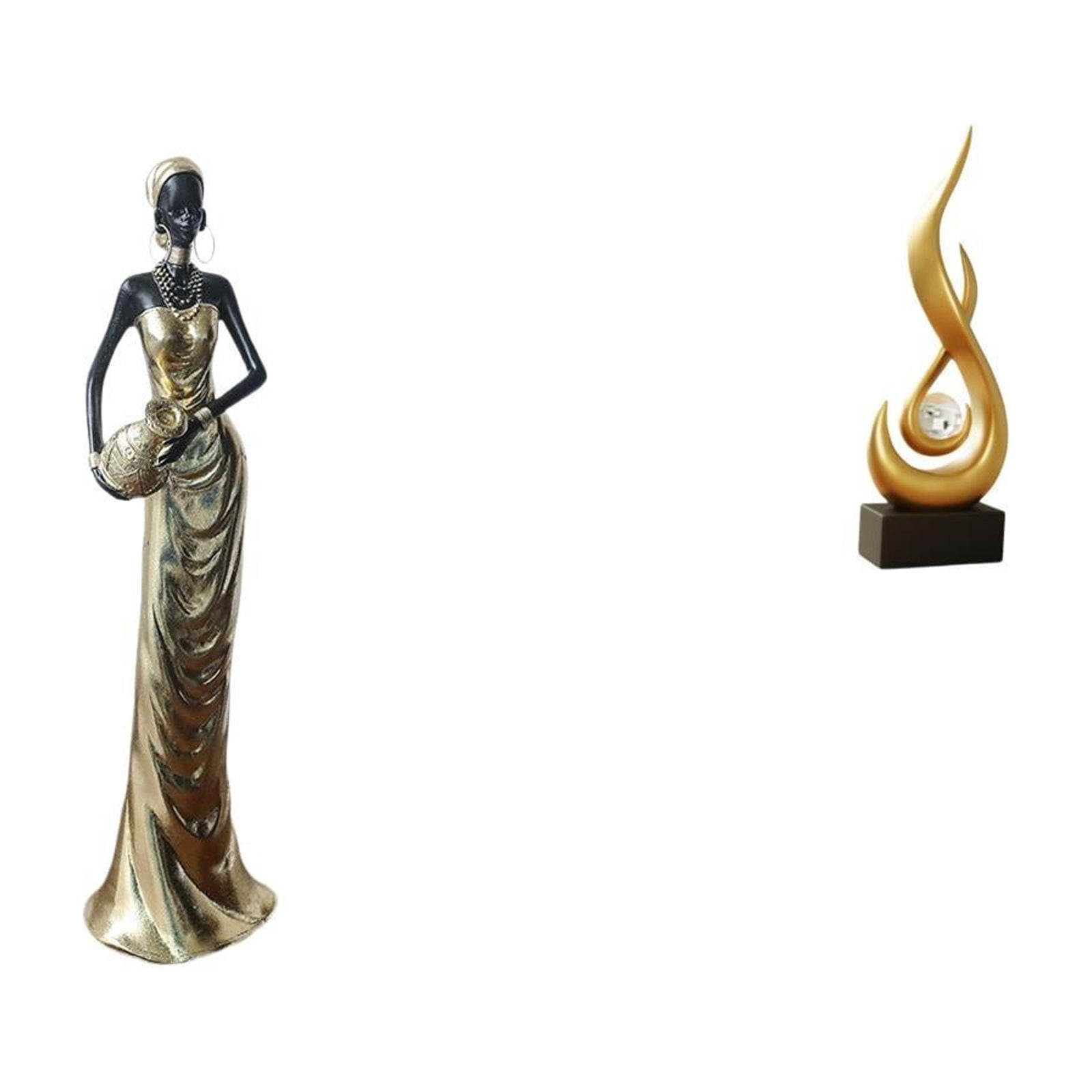 2 Pieces Tribal Lady Statue Abstract Art Statue Desk Collectible Resin ...