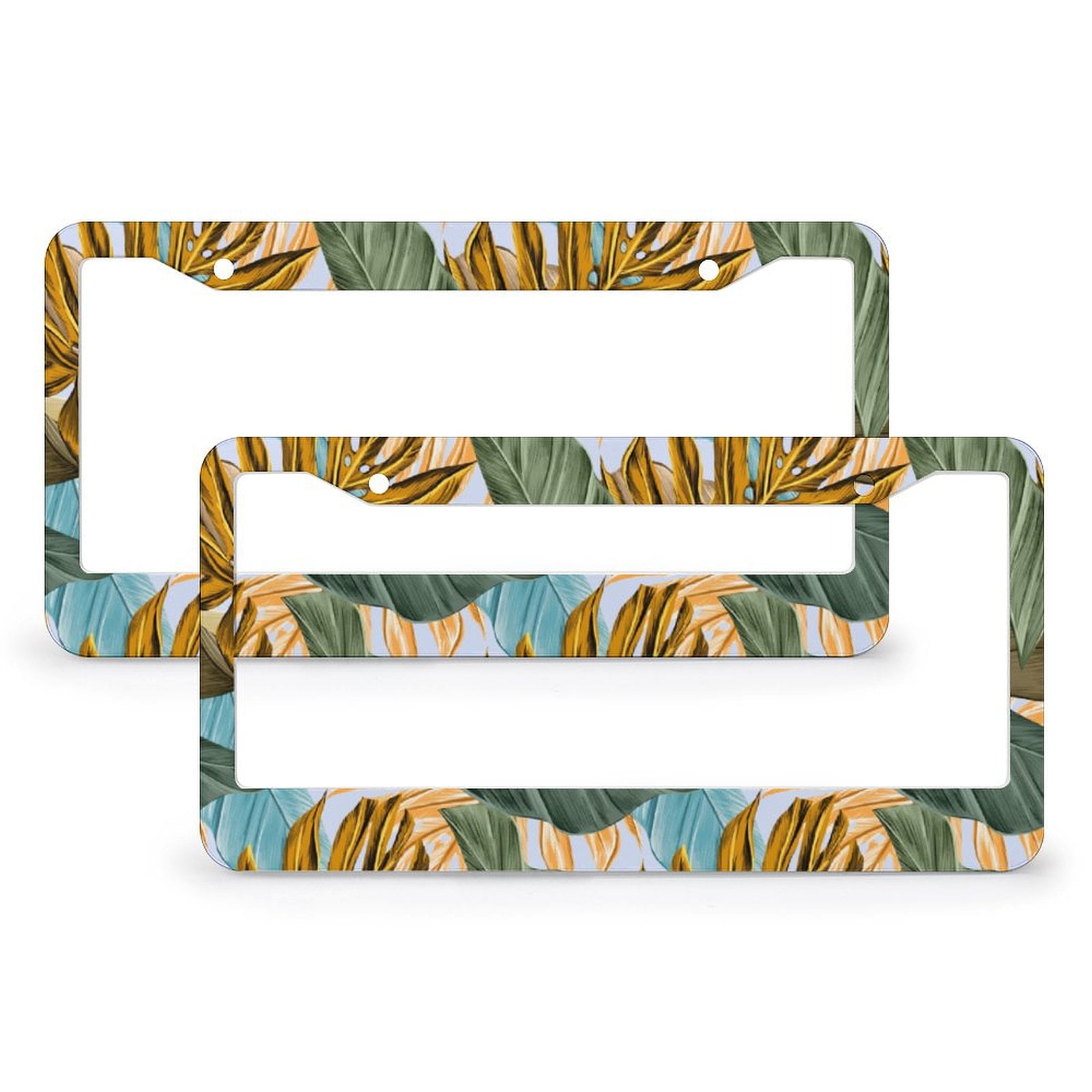 2 Pieces Tropical Banana Palm Monstera Leaves License Plate Cover ...