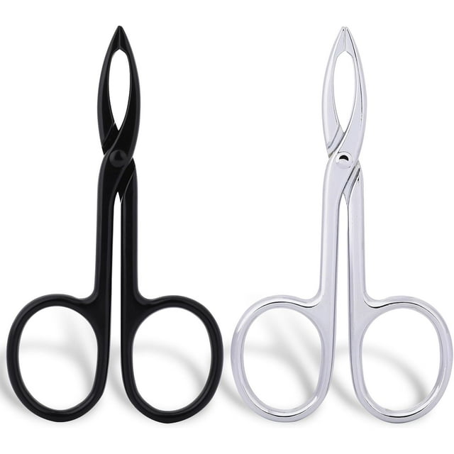 2 Pieces Tweezers Scissor Handle Slant Tip Eyebrows Tweezers Scissors ...