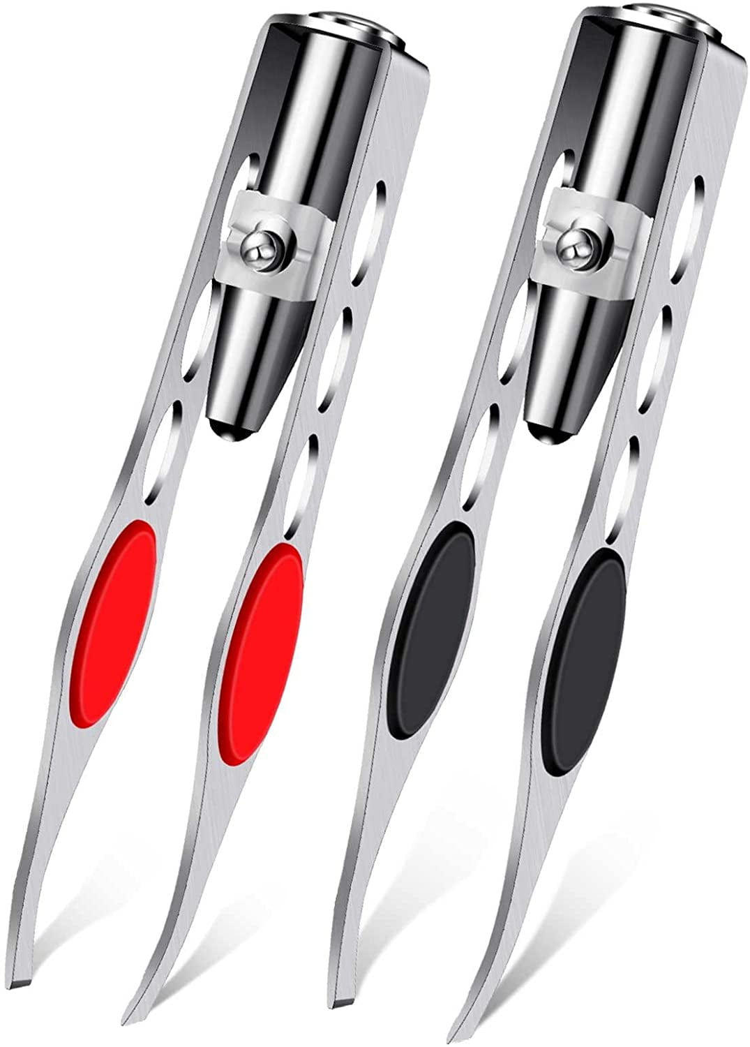 2 Pieces Tweezers with LED Light Luminous Hair Removal Tweezers Makeup ...