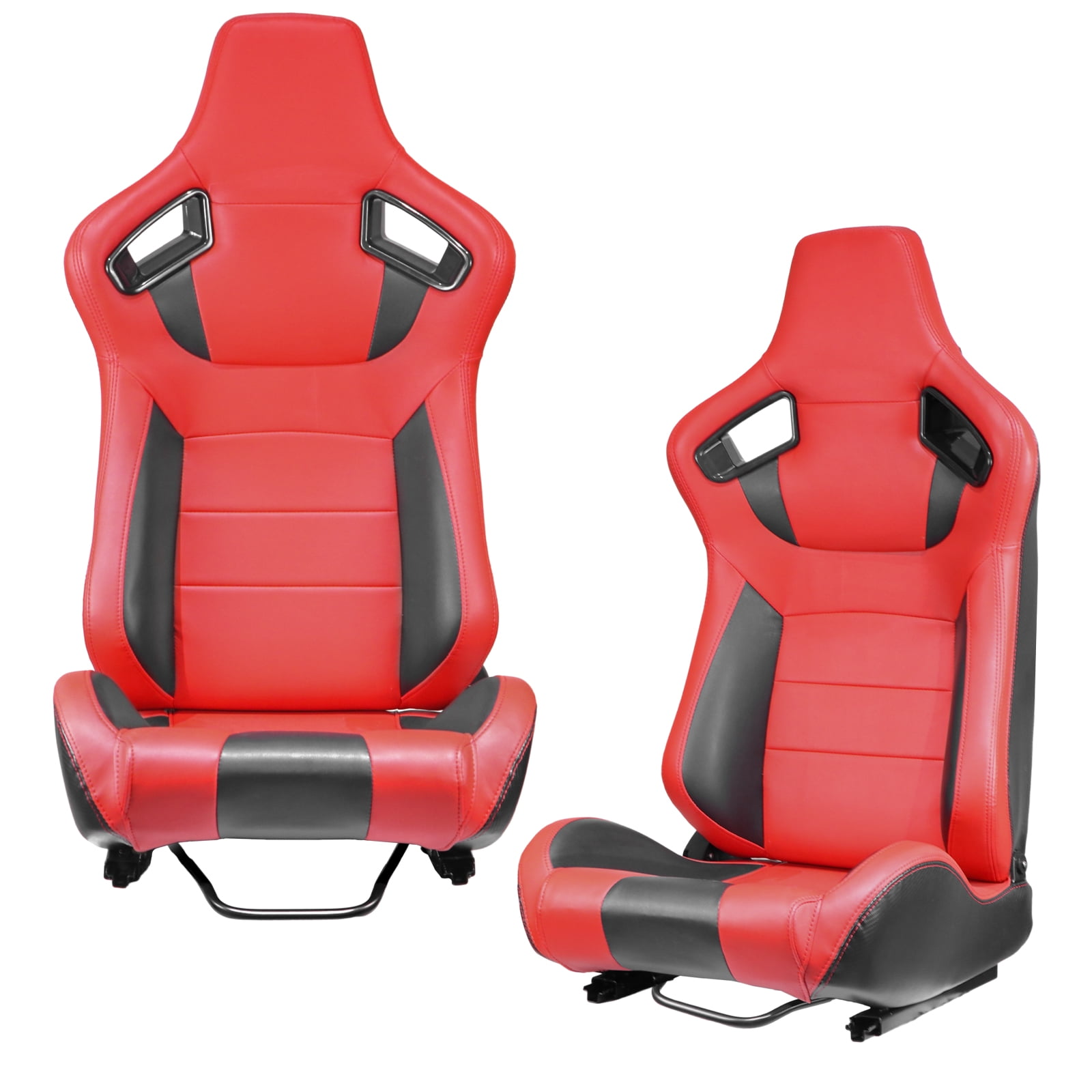 2 Pieces Universal Reclinable Racing Seats PVC Leather with Bottom ...