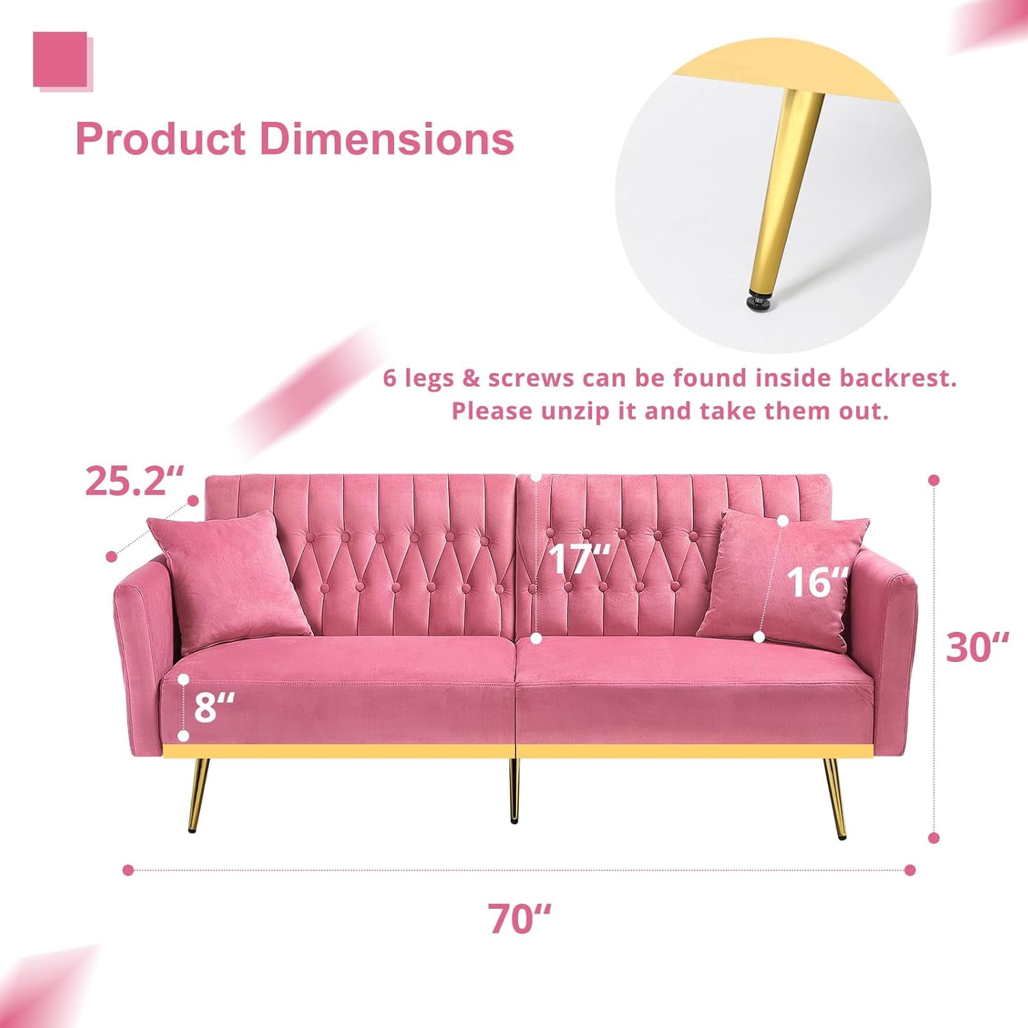 2 Pieces Velvet Sofa Set with Adjustable Backrest and Armrest ...