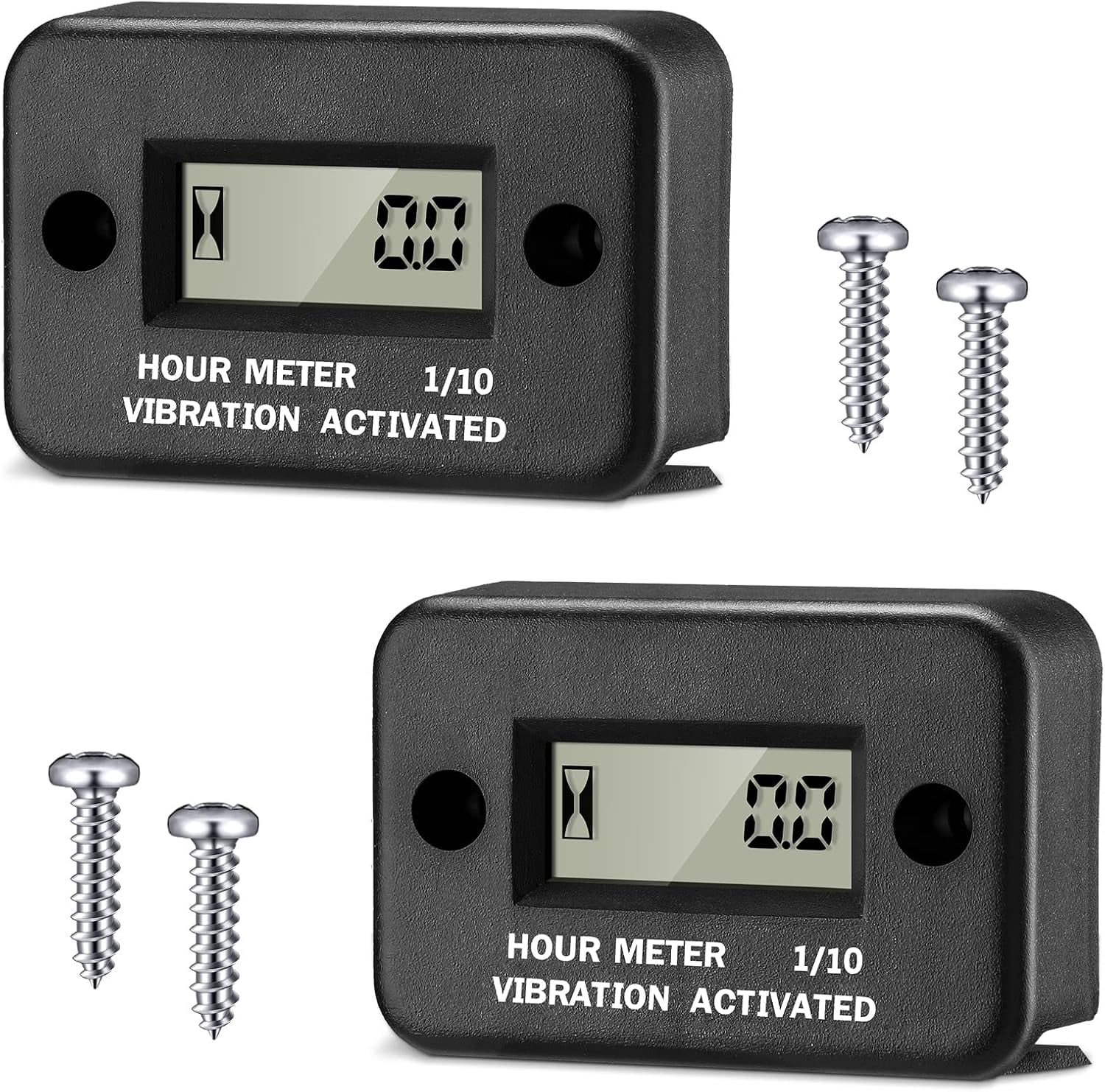2 Pieces Vibration Hour Meter Engine Hourmeter LCD Digital Hour Gauge ...