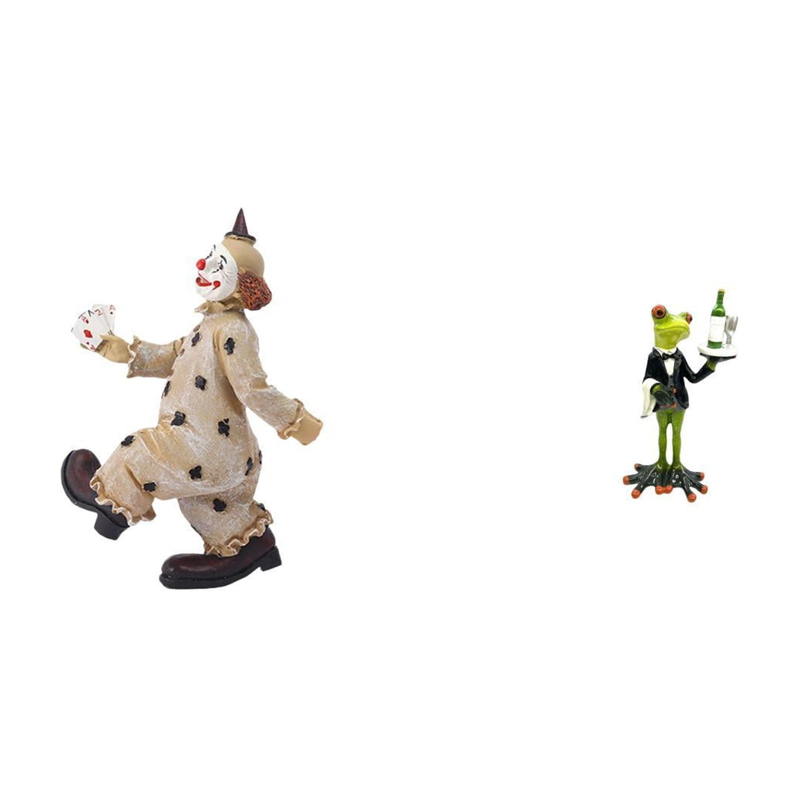 2 Pieces Waiter Frog Statue Clown Figurines Tabletop Ornament Resin ...