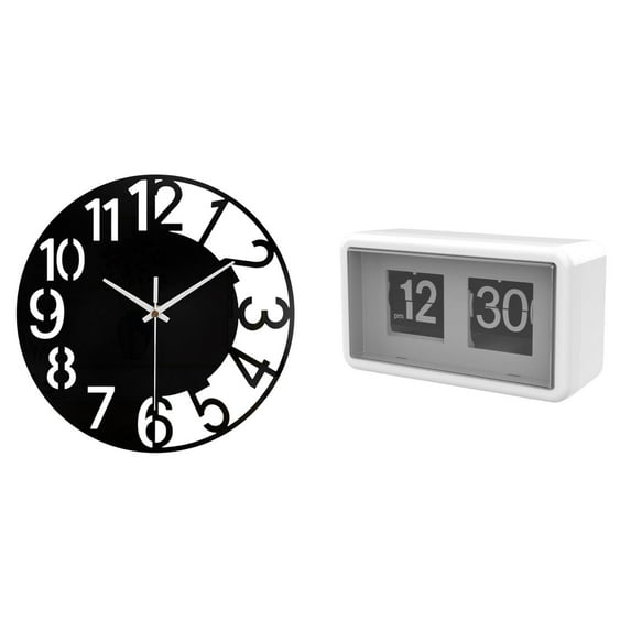 2 Pieces Wall Clock Flip Clock Desk Clock Silent Non-ticking Mechanism ...