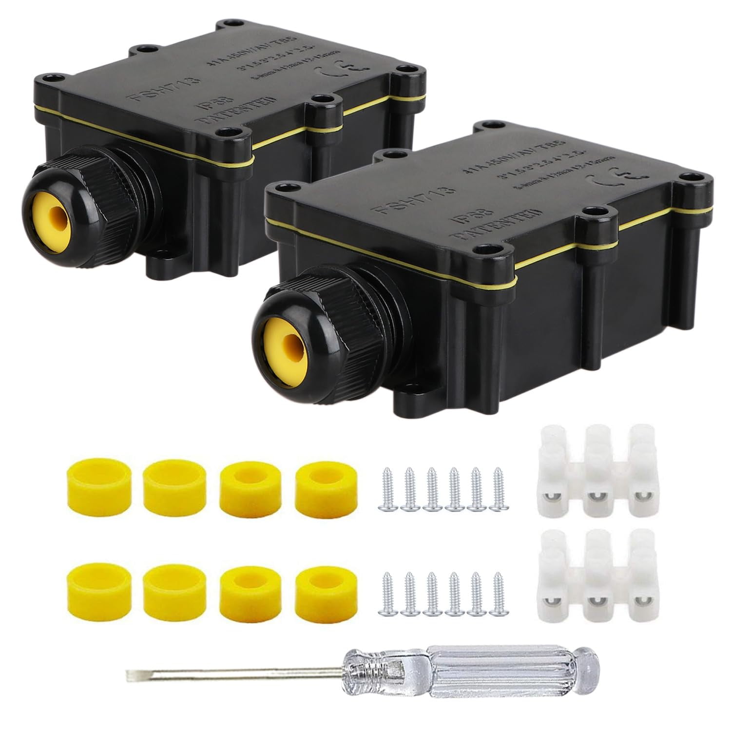 2 Pieces Waterproof IP68 External Junction Box, 2 Way Outdoor Junction ...