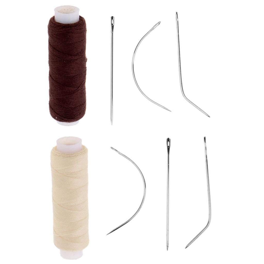 2 Pieces Weaving Sewing Thread & 6pcs Needles for Making Hair Weft ...