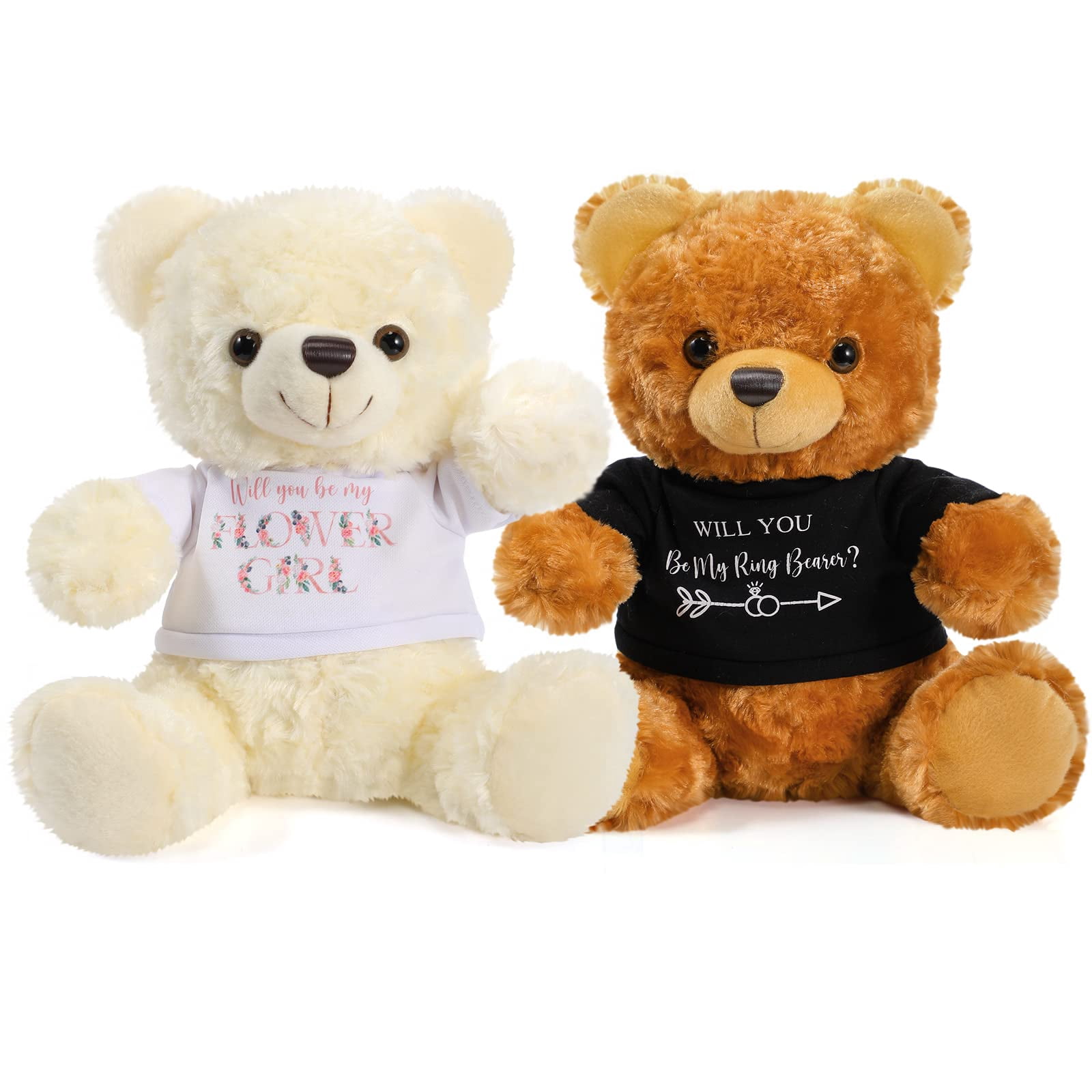 2 Pieces Wedding 10 Inch Bear Stuffed Animal Will You Be My Flower Gril ...