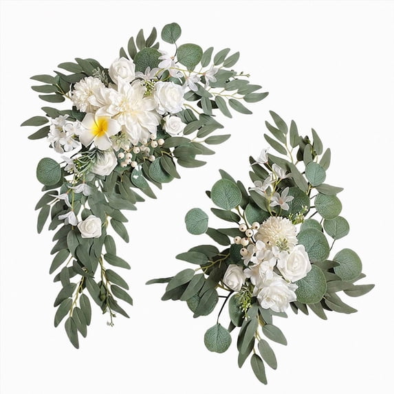 2 Pieces Wedding Arch Flowers Welcome Sign Decoration Corner Flowers ...