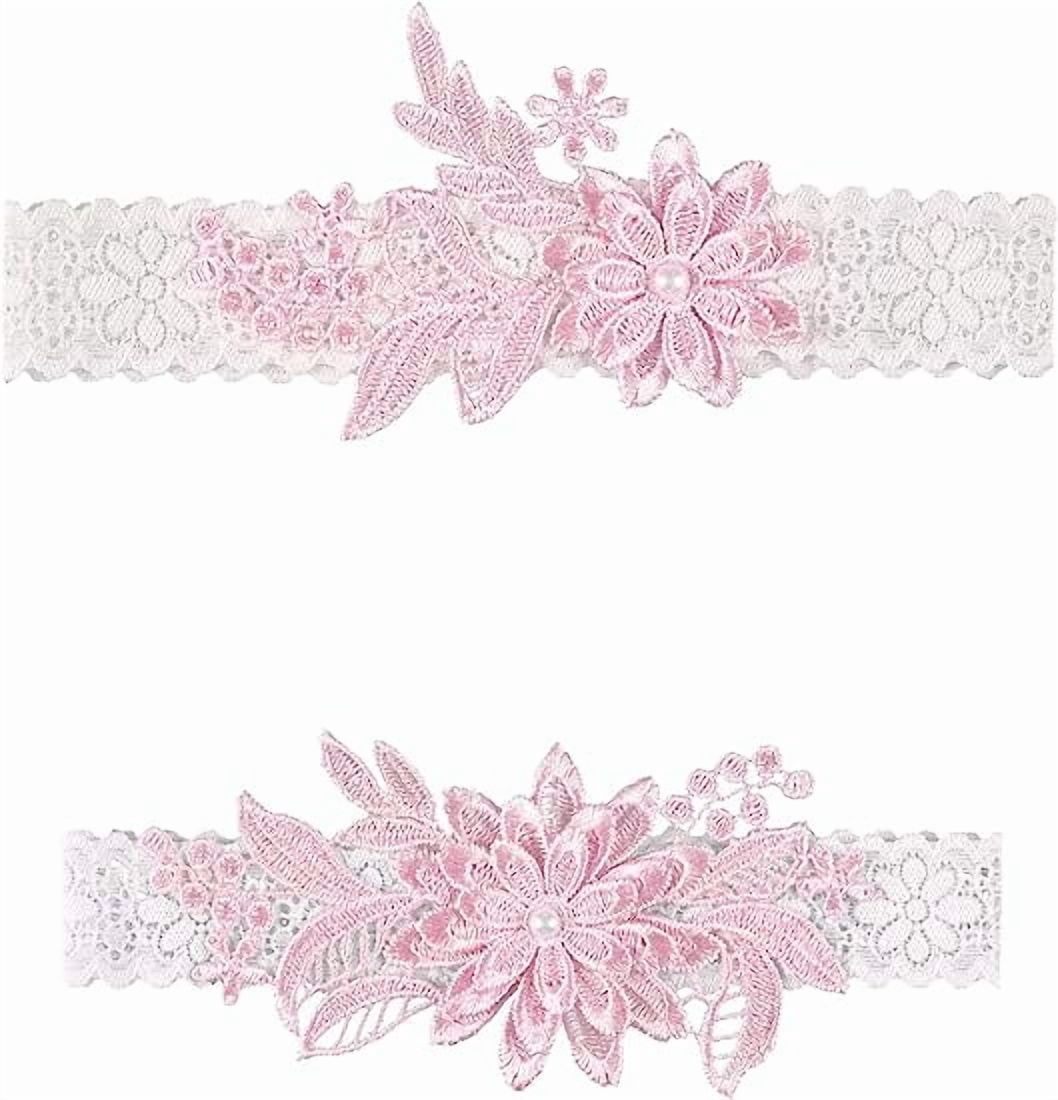 2 Pieces Wedding Garters Daisy Lace Bridal Garter Hand Sewn Faux Pearls ...