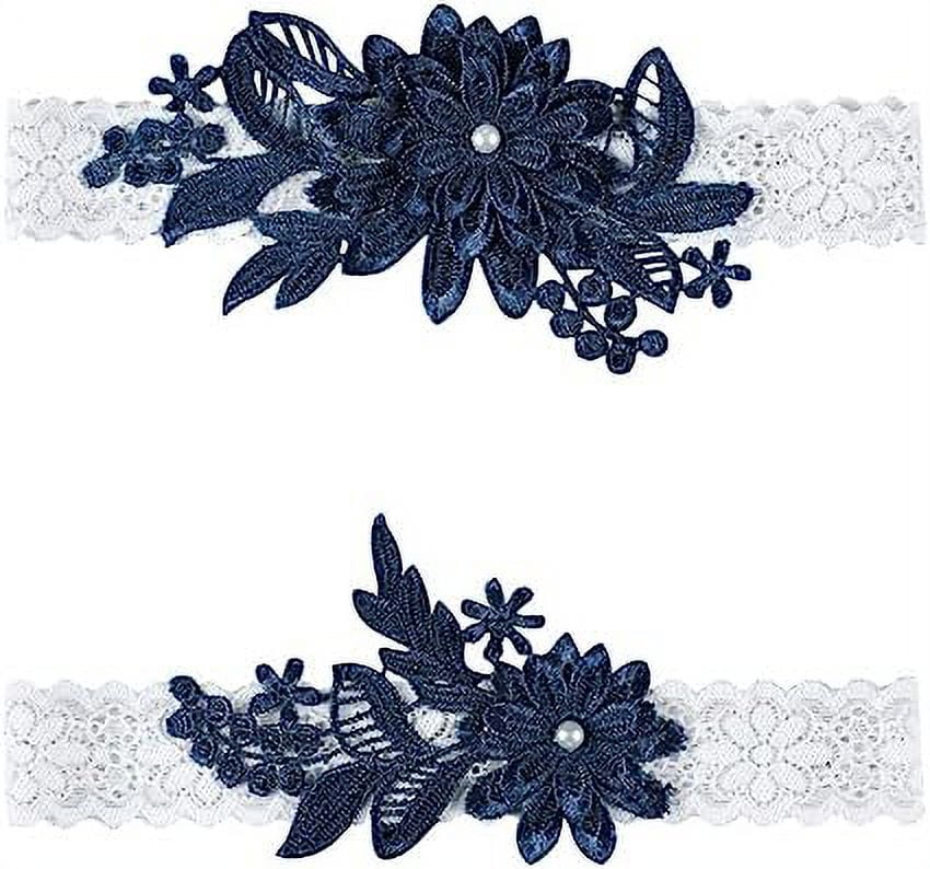 2 Pieces Wedding Garters Daisy Lace Bridal Garter Hand Sewn Faux Pearls ...