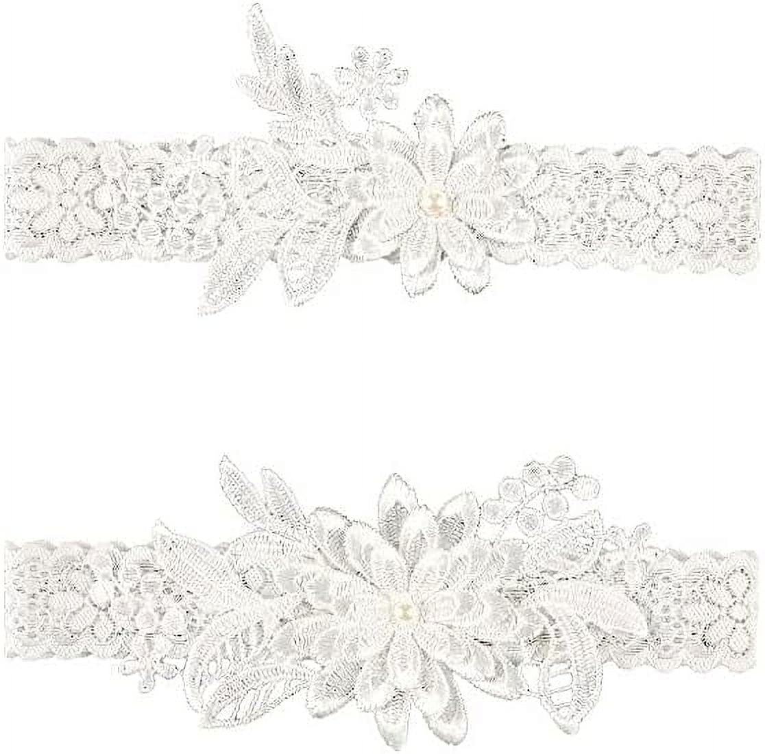 2 Pieces Wedding Garters Daisy Lace Bridal Garter Hand Sewn Faux Pearls ...