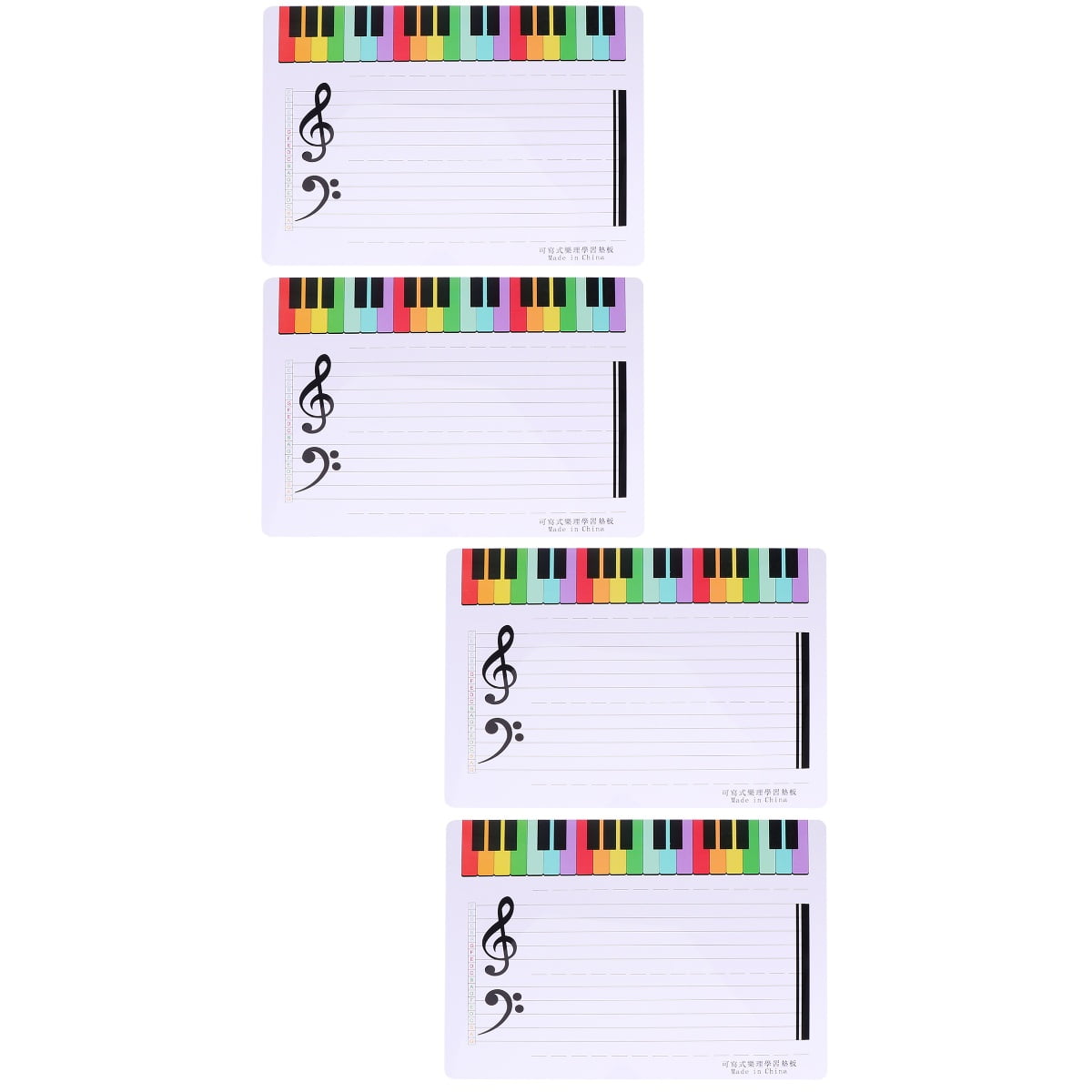 2 Pieces White Boards Music Staff Stave Double Sided Mini Whiteboards ...