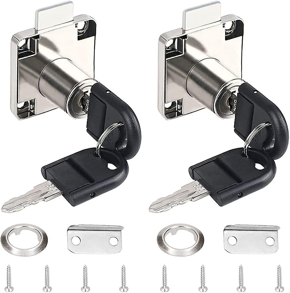 2 Pieces White Latch Push Lock Zinc Alloy Desk Drawer Lock Cylinder ...