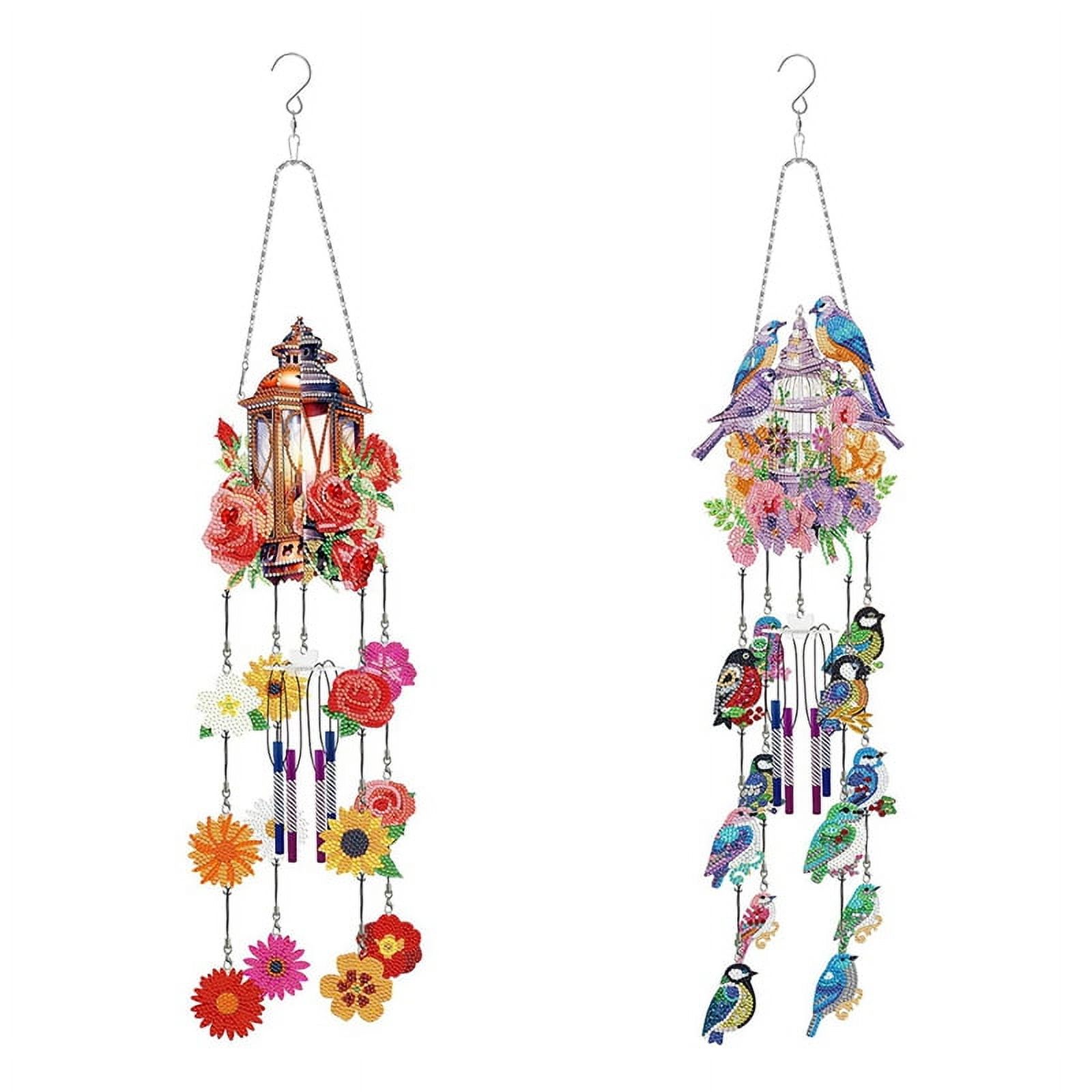 2 Pieces Wind Spinner DIY Diamond Art Painting Wind Chime Double Sided ...
