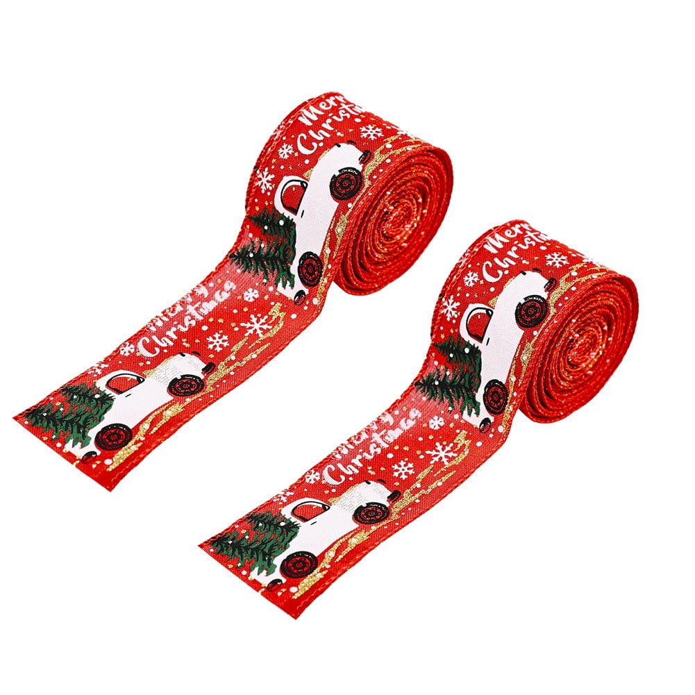 2 Pieces Wired Burlap Christmas Holiday Ribbon Burlap Ribbon with Wired ...