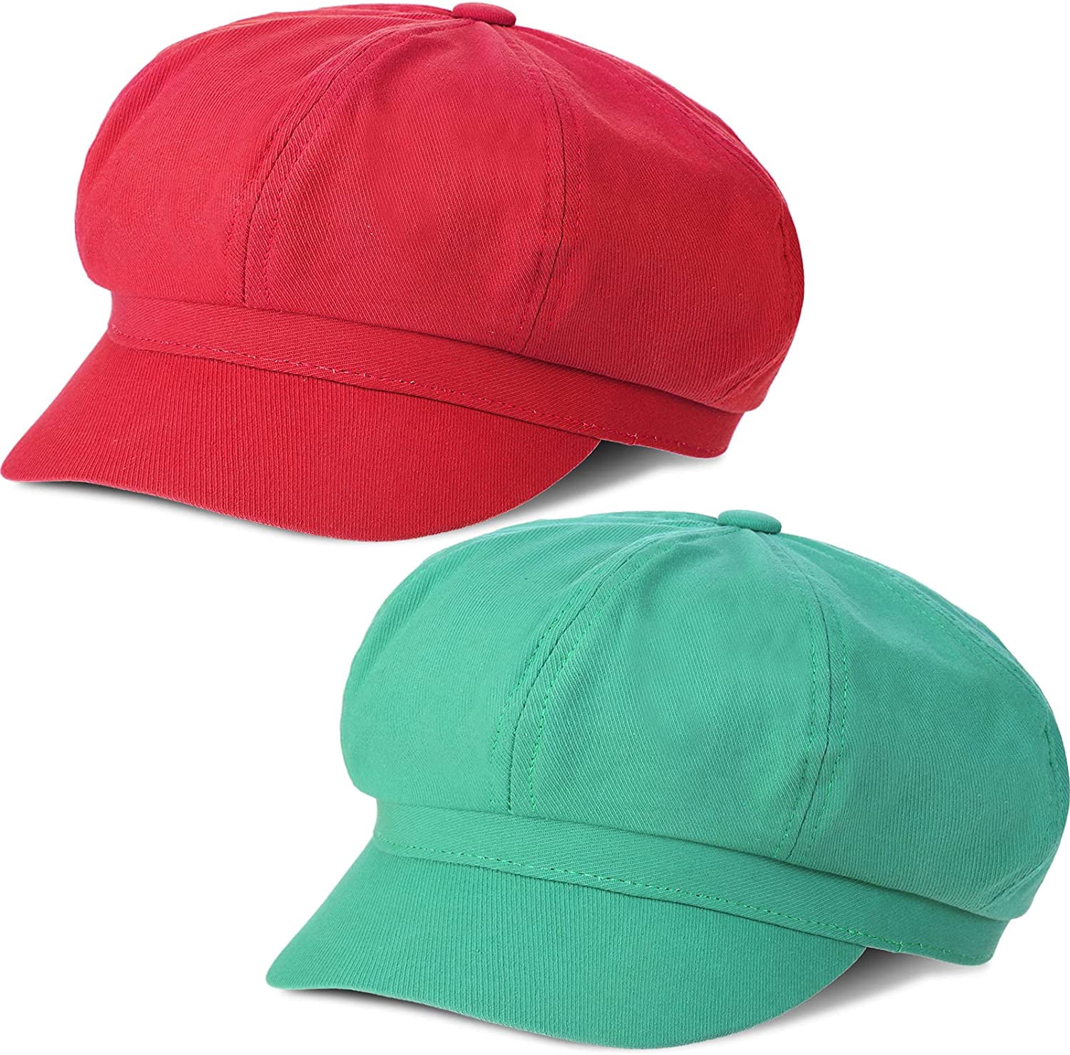 2 Pieces Women Newsboy Cap Visor Beret Hats Soft 8 Panels Vintage ...
