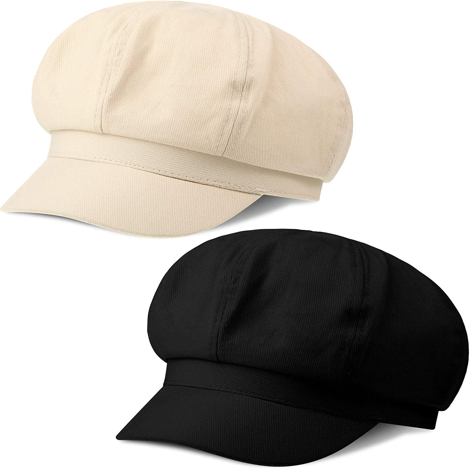 2 Pieces Women Newsboy Cap Visor Beret Hats Soft 8 Panels Vintage ...