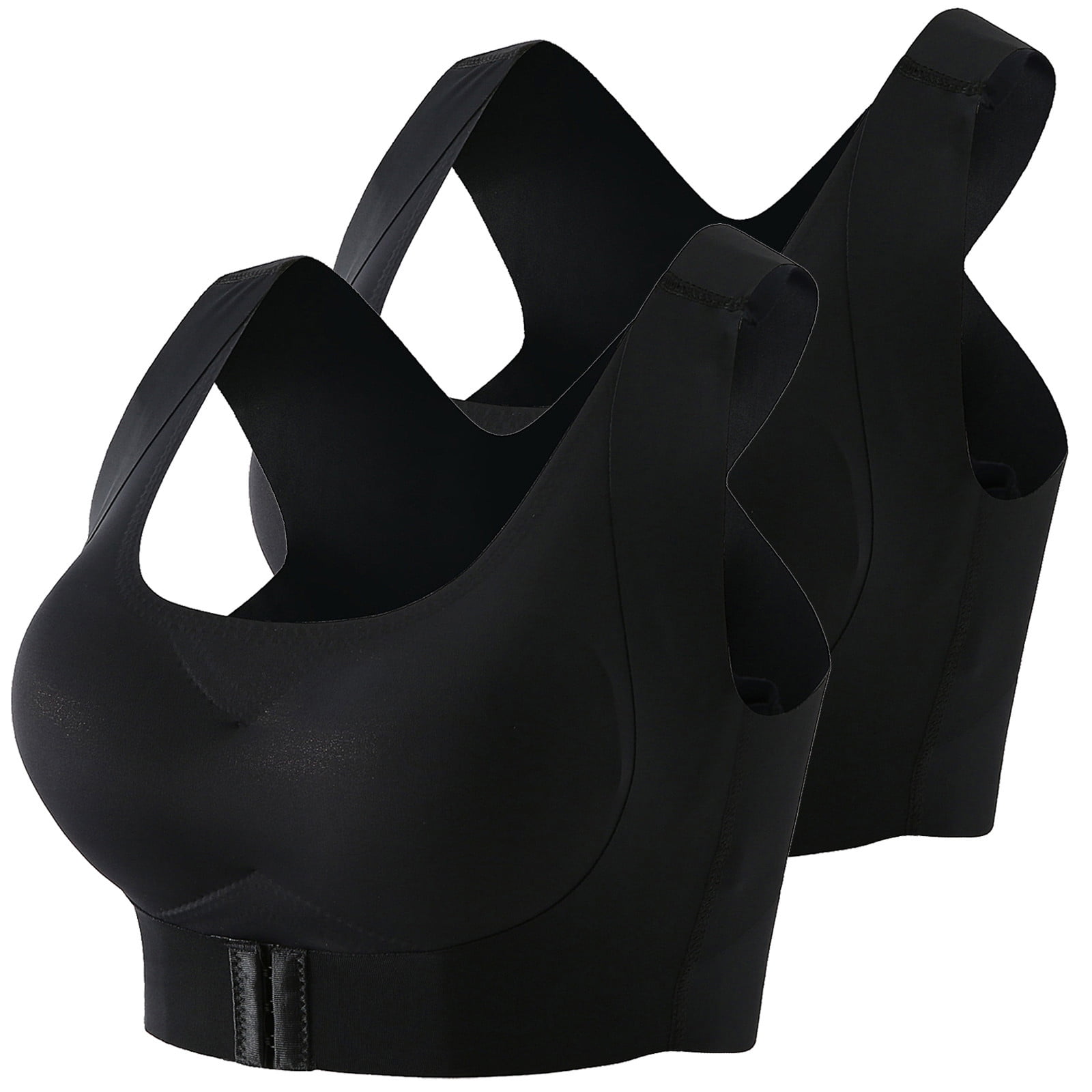 2 Pieces Women's Bra High Support Bra Exercise Front Buckle Sports Bra ...