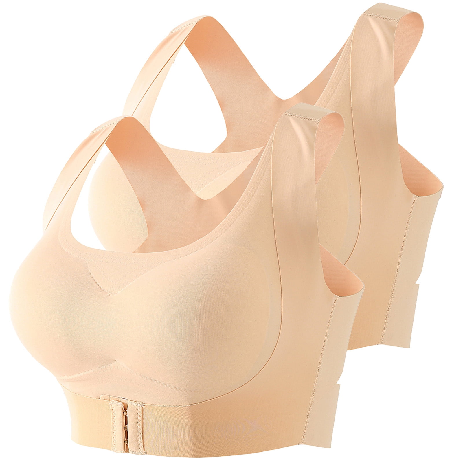 2 Pieces Women's Bra High Support Bra Exercise Front Buckle Sports Bra ...