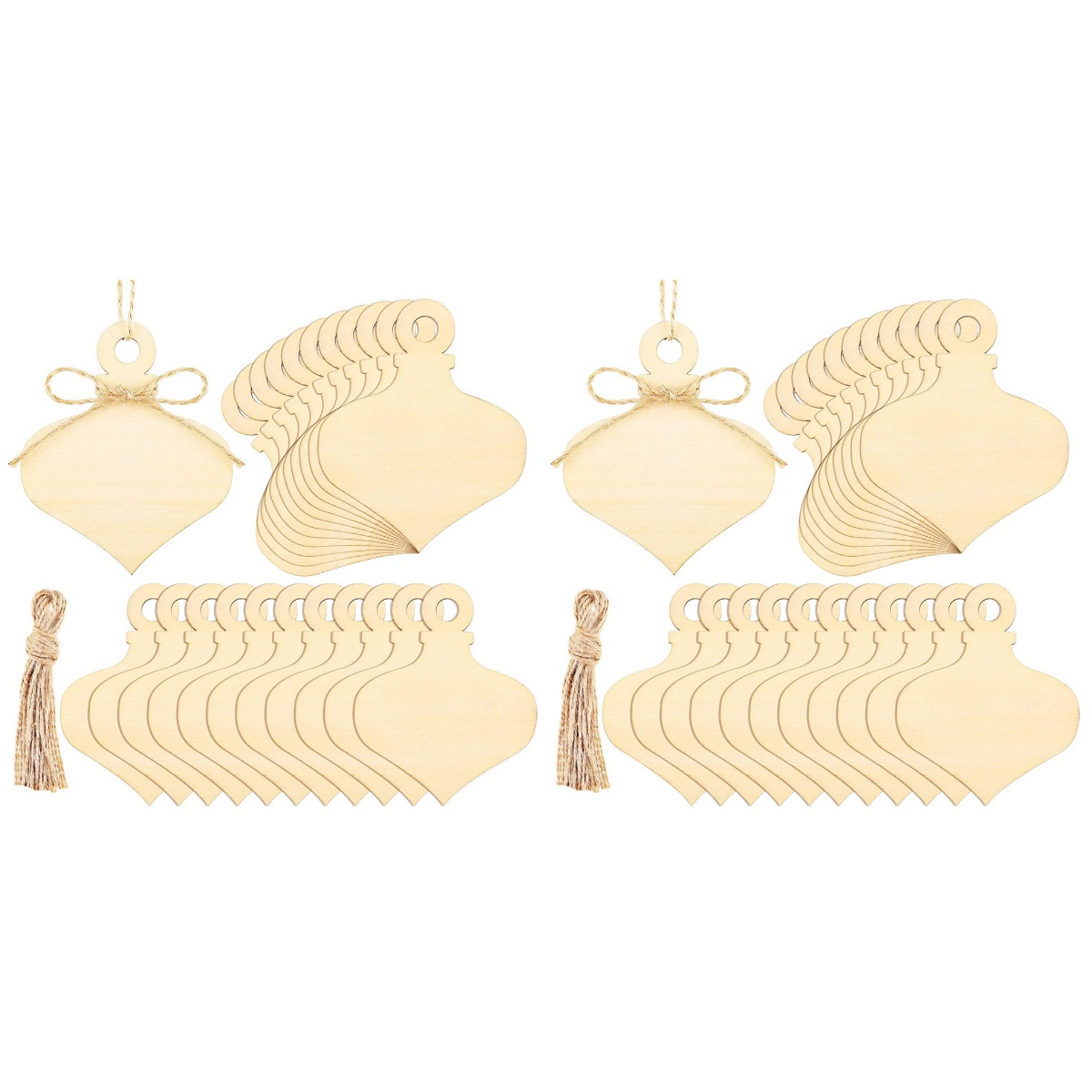 2 Pieces Wood Cutouts Wooden Slices Wire Green Leaves Jute Twine ...