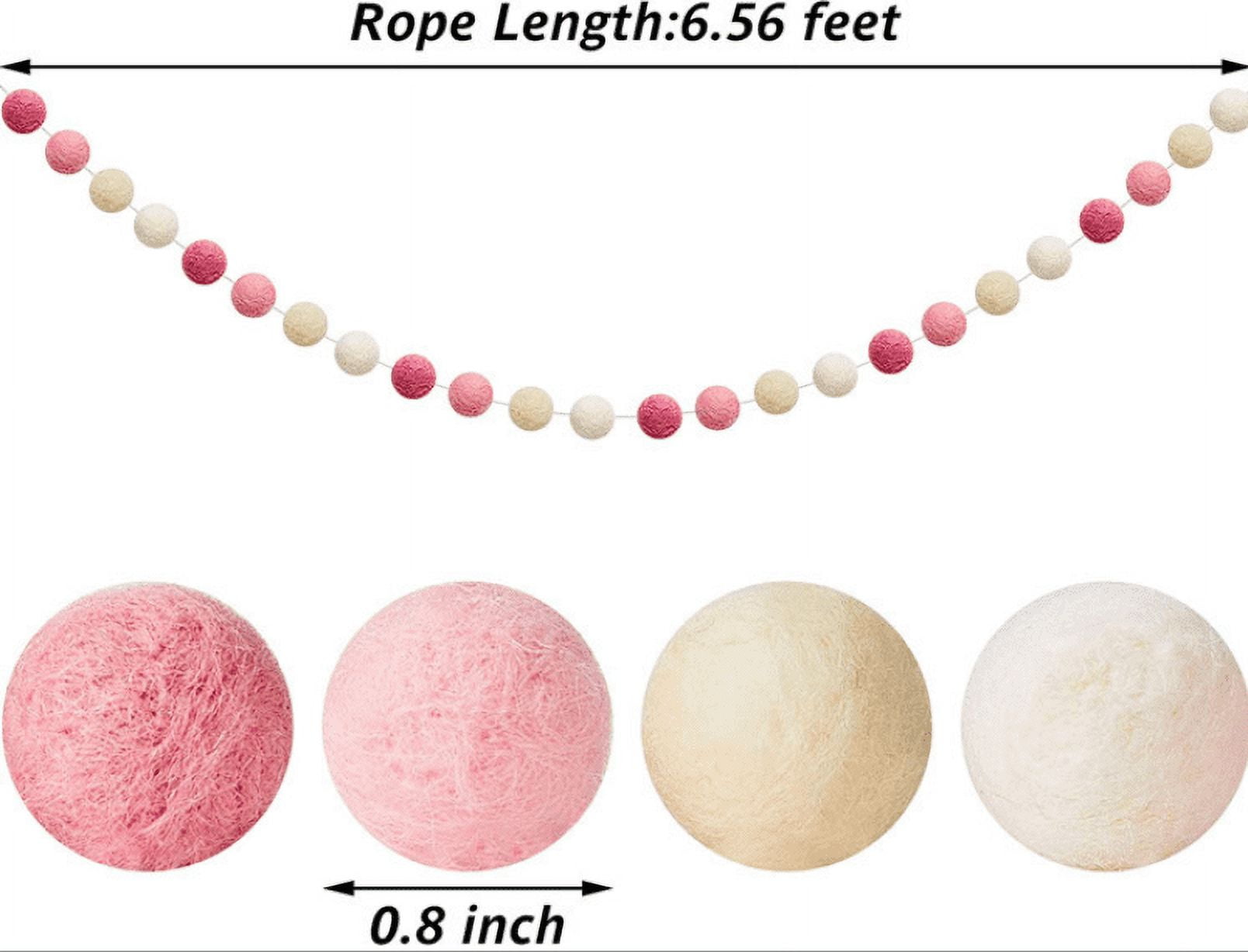 2 Pieces Wool Felt Ball Garland Handmade 6.5 Feet Long 24 Balls Felt ...
