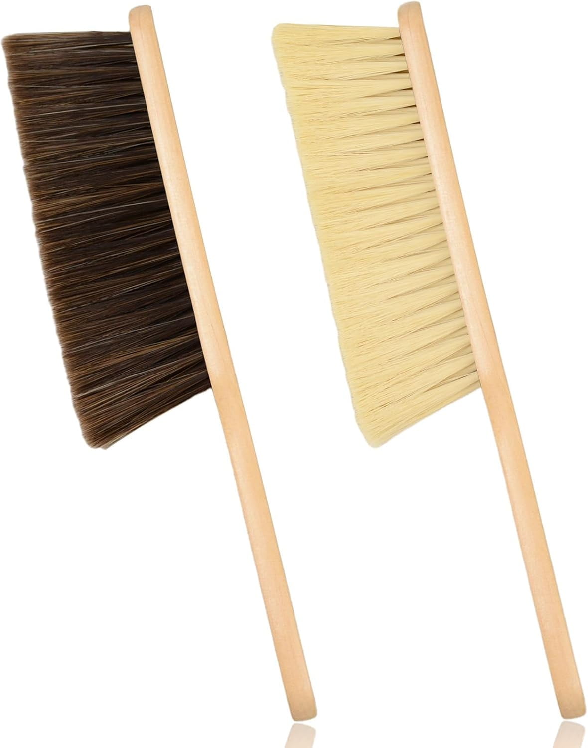 2 Pieces Woooden Dust Brush Hand Broom Bench Brush with Long Wood ...