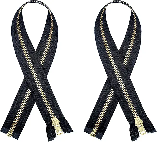 2 Pieces YKK #5 Brass Separating Metal Zippers for Jackets, Coats, Sewing, & Crafts - 22" Inches ...