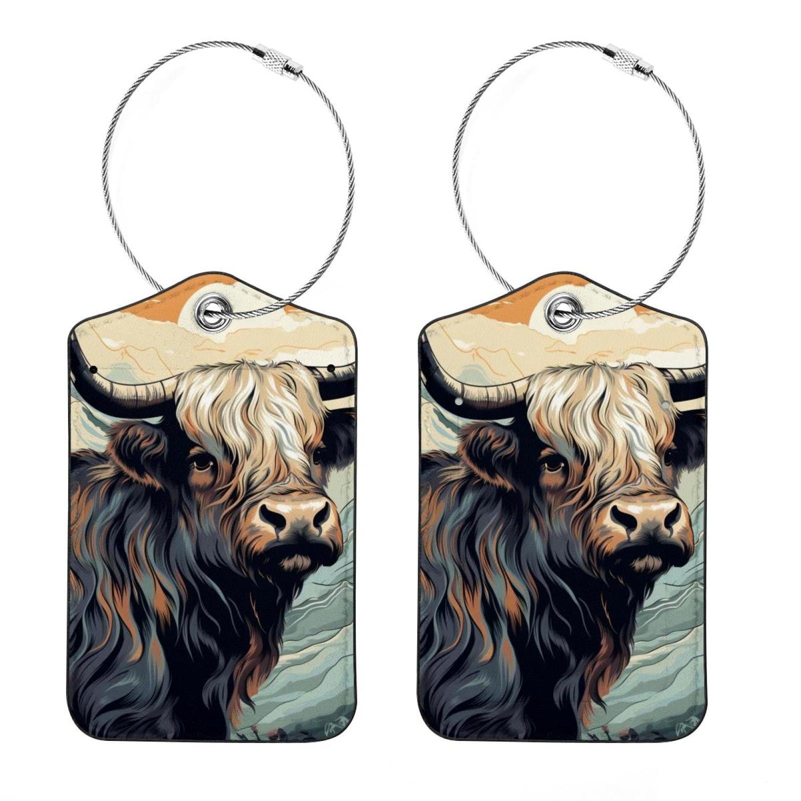 2 Pieces Yak Luggage Tags, Privacy Cover ID Label with Loop and Address ...