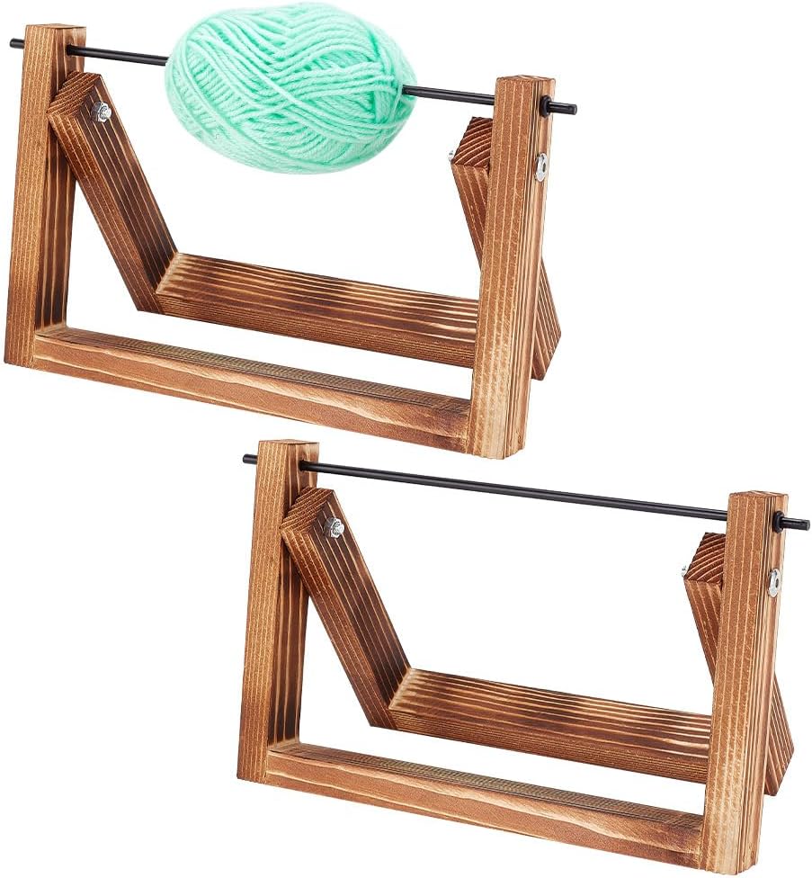 2 Pieces Yarn Ball Holder Wooden Yarn Rack Horizontal Spinner Storage ...