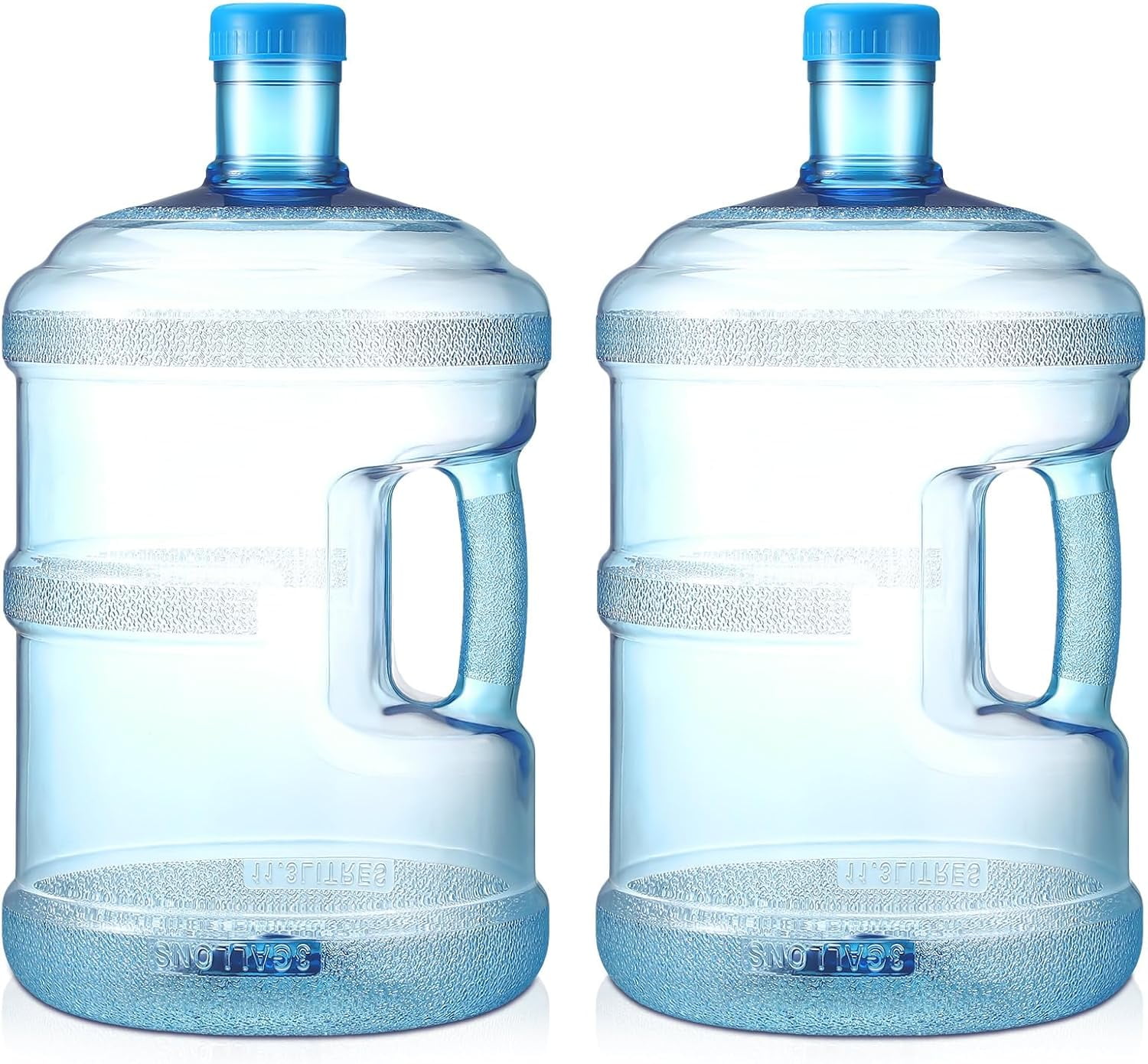 2 Pieces gallon water jugs Round Plastic Water Bottle with Handle Screw ...