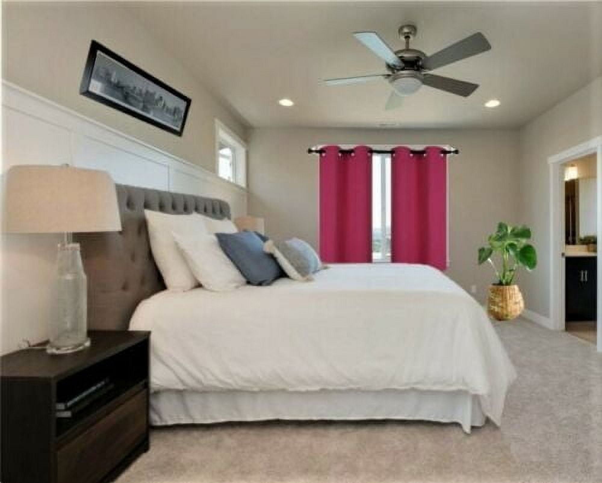 2 Pieces hot pink window curtain thermal panels blackout with grommets ...