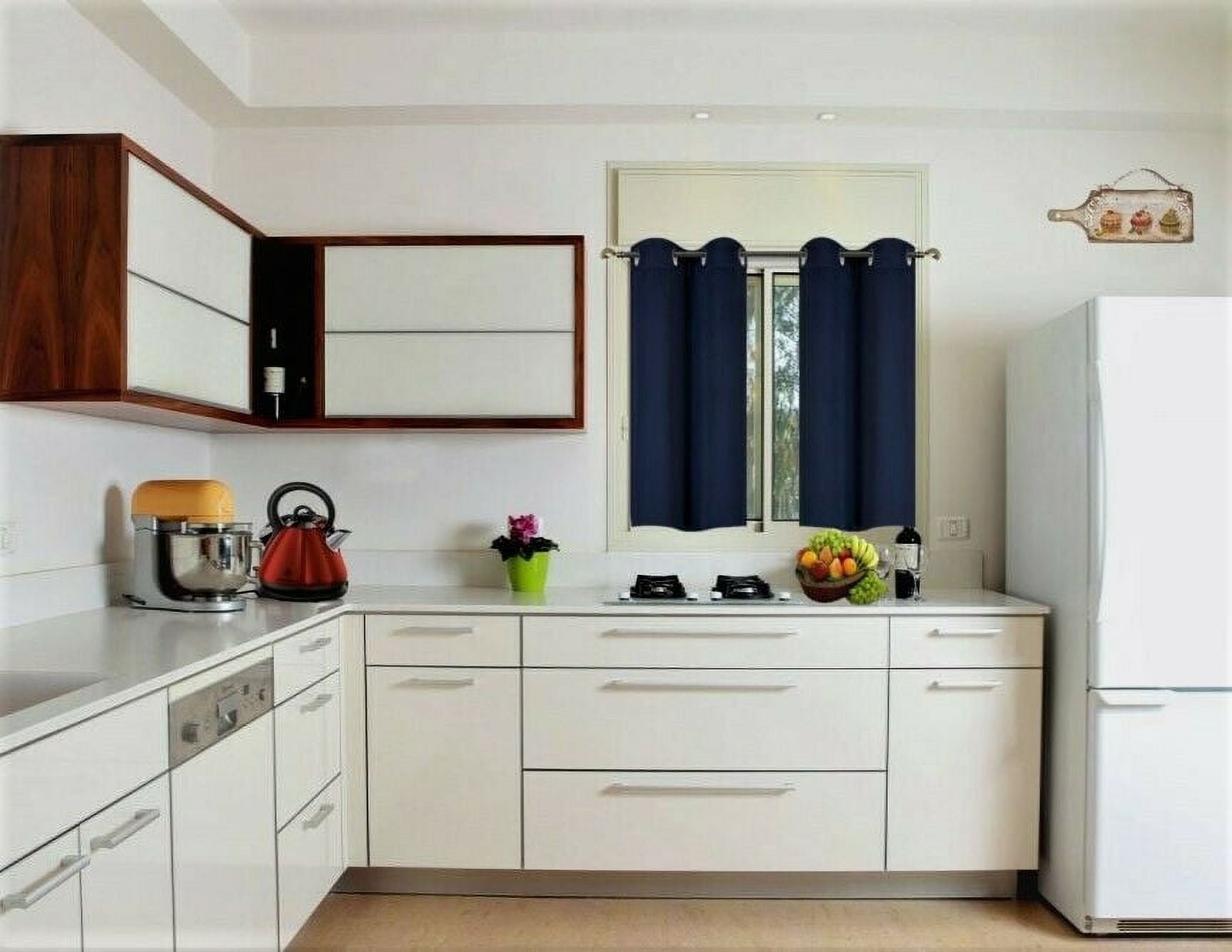 2 Pieces navy blue window curtain thermal panels blackout with grommets ...