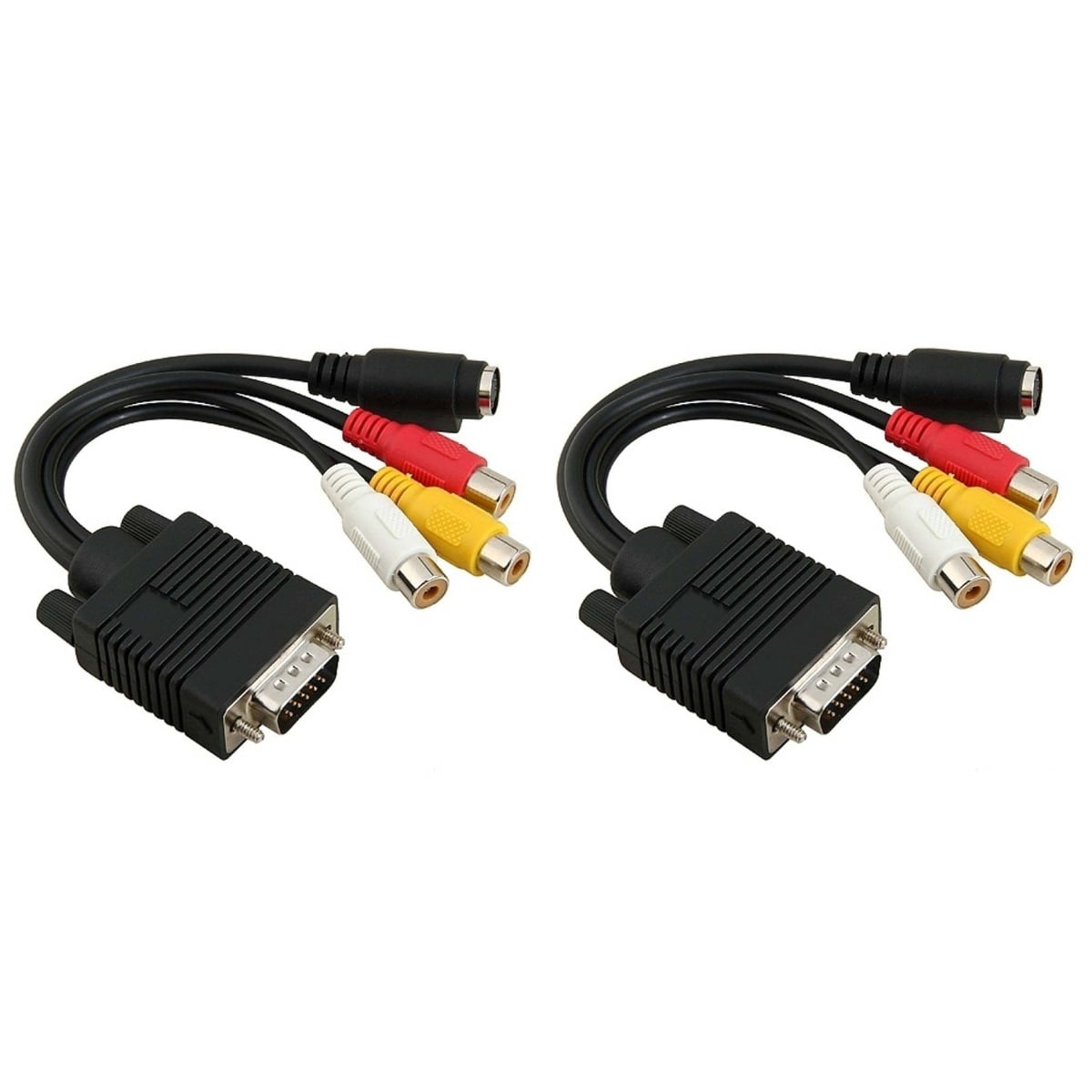 2 Pieces to 3 Cable SVGA to S-Video Adapter VGA to 3 Adapter Adapter - Walmart.com