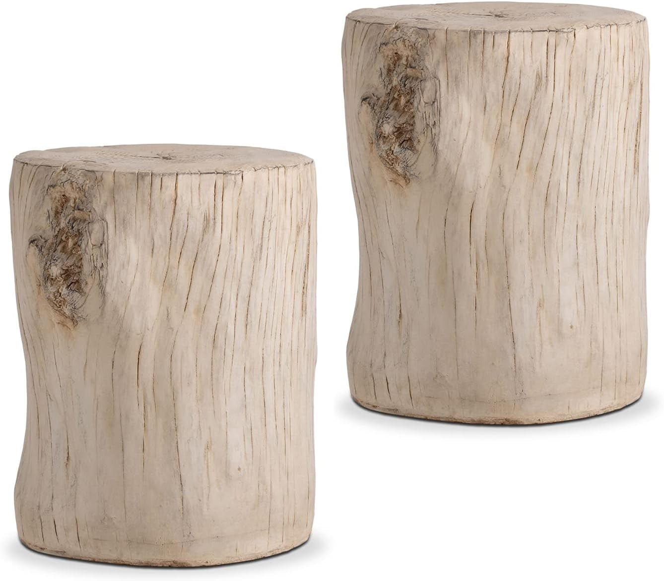2 Pieses Outdoor Side Table Hand-Painted Wood Stump Side Table Set of 2 ...