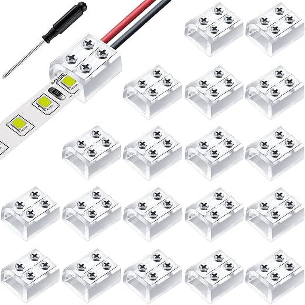2 Pin 10 mm Solderless LED Tape Light Connector Screw Down LED Strip ...