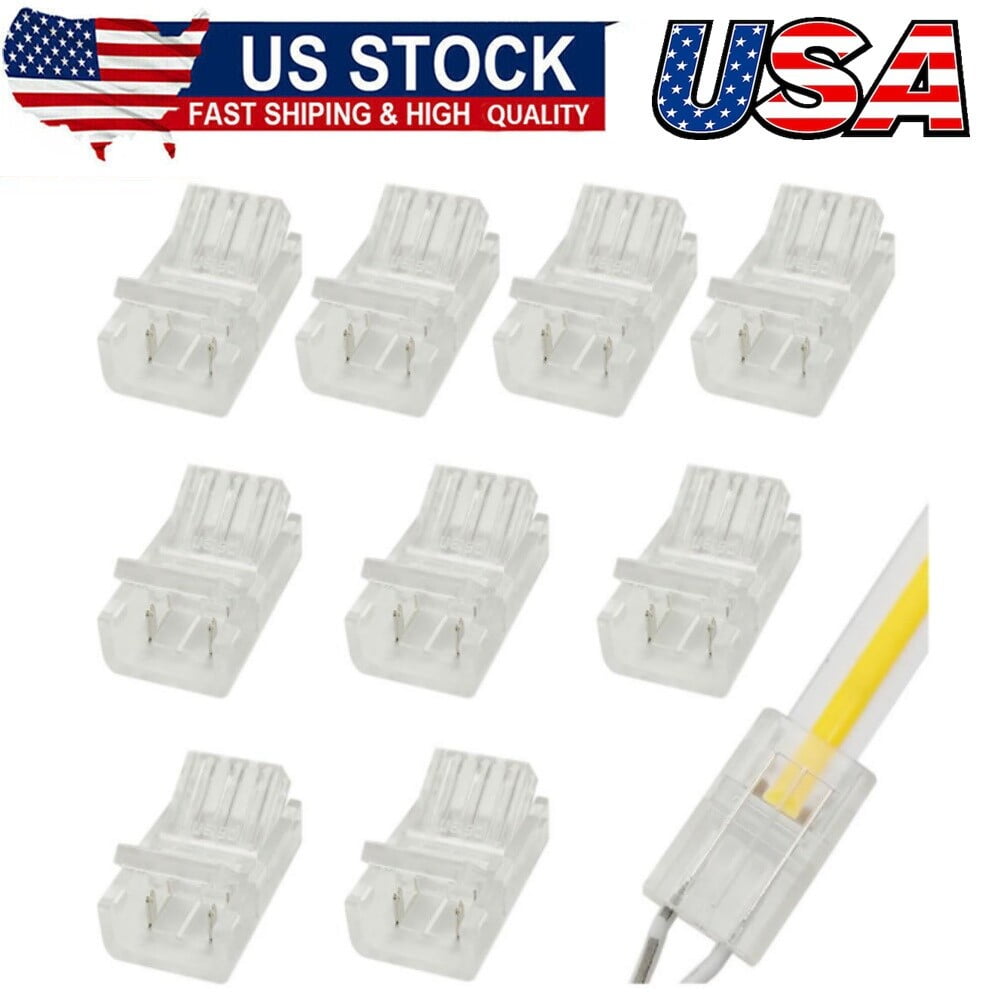 2-Pin 8mm COB Strip to Wire Connector Unwired Clips Solderless Adapter Terminal - Walmart.com