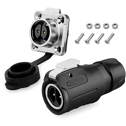 2 Pin Connector Waterproof Connector, Industrial Solder Power Connector ...