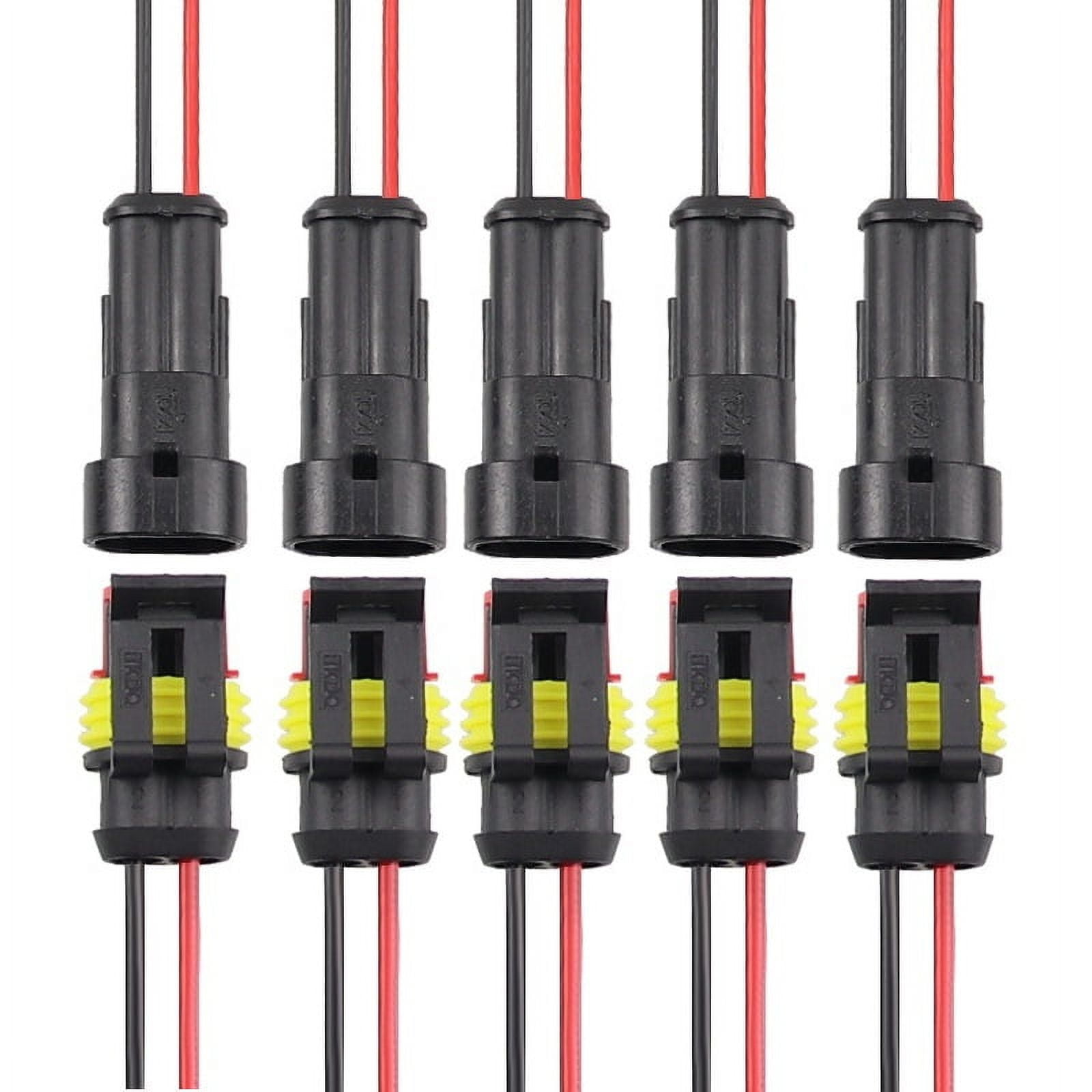 2 Pin Connector Waterproof Connector,Male and Female Way 20AWG Wire ...