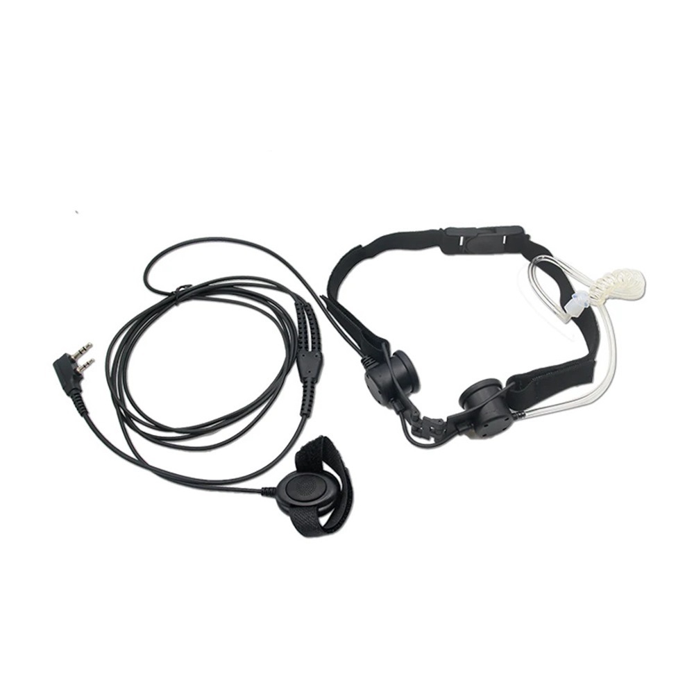 2 Pin K Throat Controlled Earphone Air Tube Headset Finger PTT Mic ...