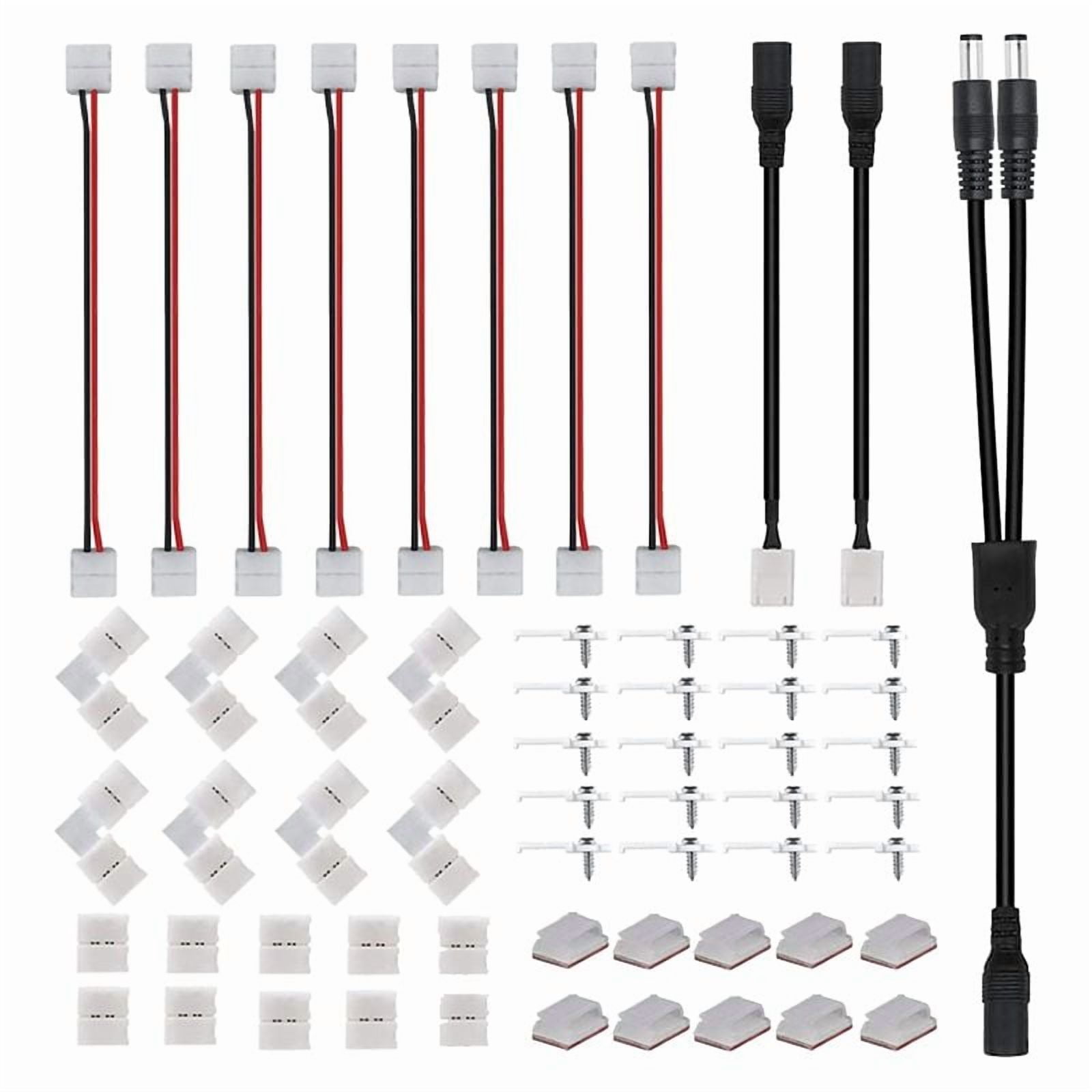 2 Pin LED Connector Kit, Solderless Connectors, 2 Way DC Jack Splitter ...