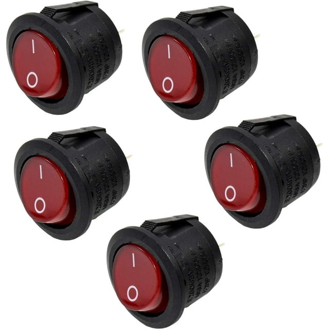 2-Pin On Off Round Rocker Power Switch 6A 250V, 10A 125V + Coaster ...