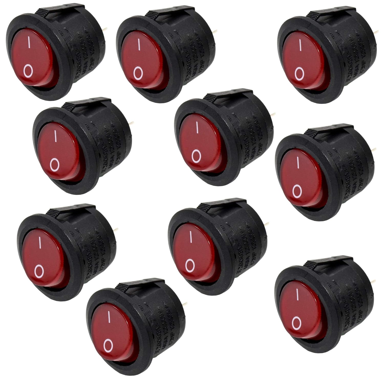 2-Pin On Off Round Rocker Power Switch 6A 250V, 10A 125V + Coaster ...