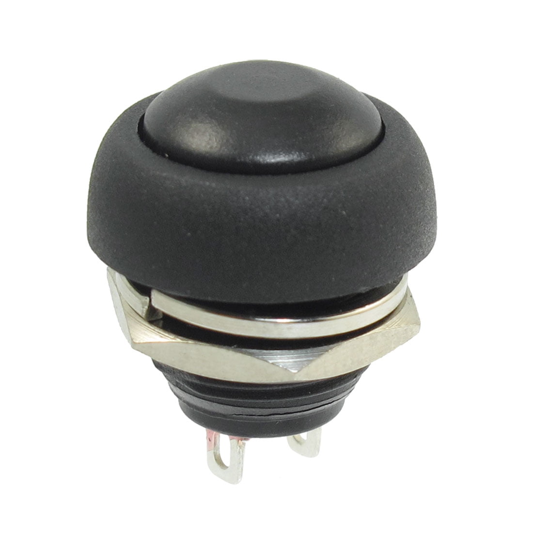 2-Pin Terminals 12mm Threaded SPST Momentary Black Pushbutton Switch ...