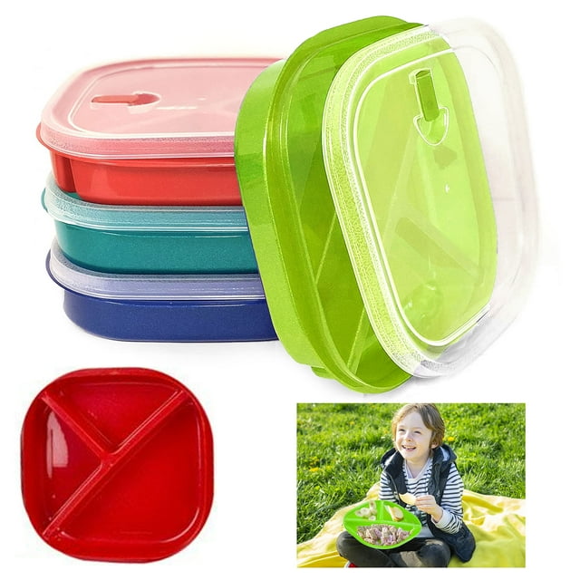 2 Pack BPA-Free Covered, Reusable, Microwavable Divided Food Storage ...