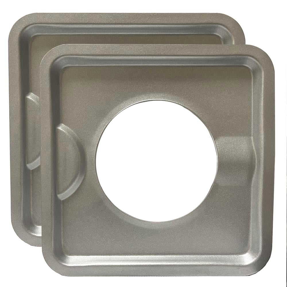 2 Pk Chrome Drip Pan Square 7.5" Gas Ranger Burner Bib Liners Covers ...