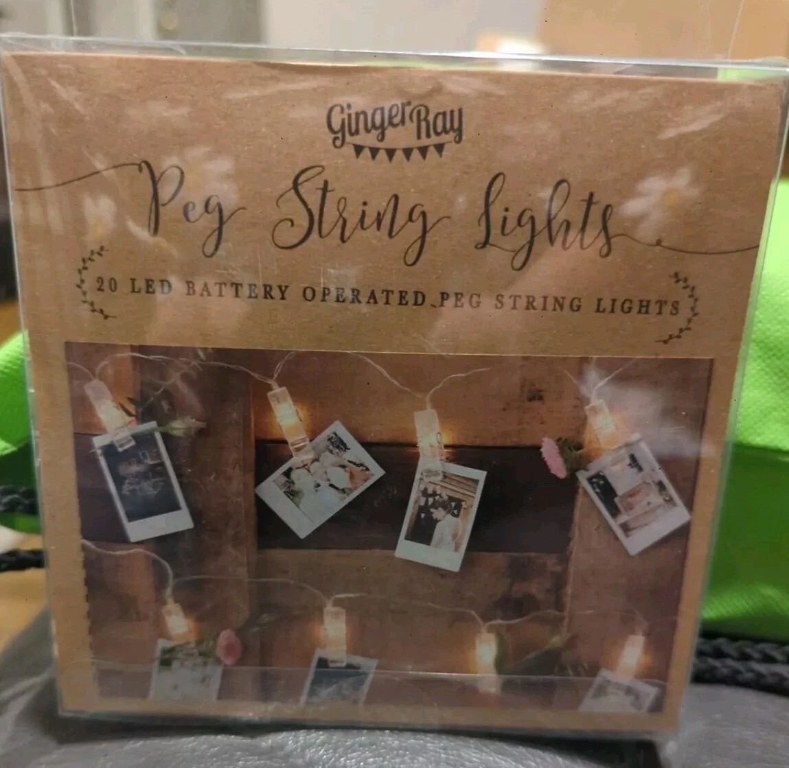 2 Pk Ginger Ray 20 Peg String Light Hanging Photo Clip Clothespin Party ...
